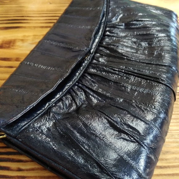 Vintage | Bags | Vintage Navy Blue Eel Skin Purse | Poshmark